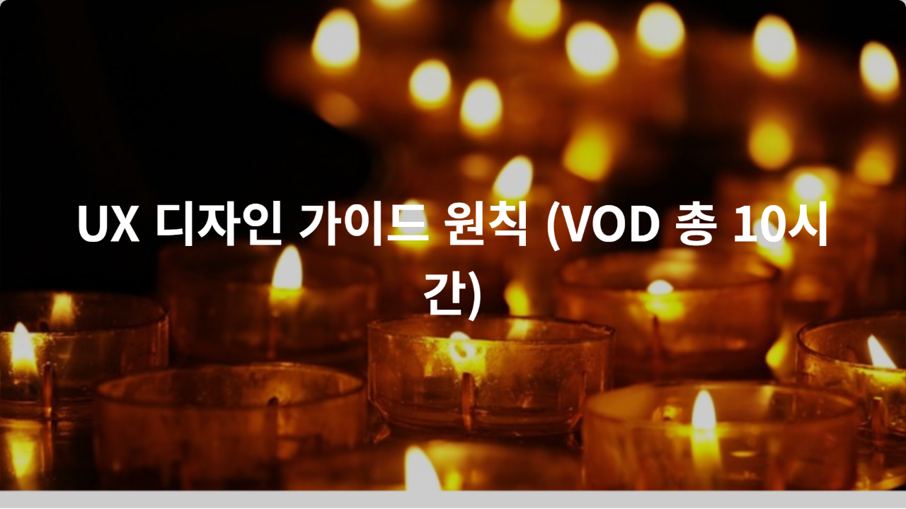 UX 디자인 가이드 원칙 (VOD 총 10시간)